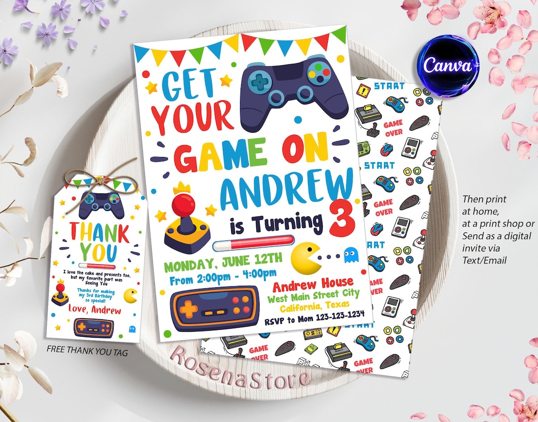 Video Game Invitation, Gaming Invitation, Video Game Party, Video Game ...