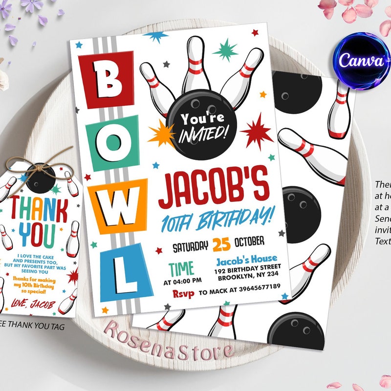 Bowling Invitations - Etsy