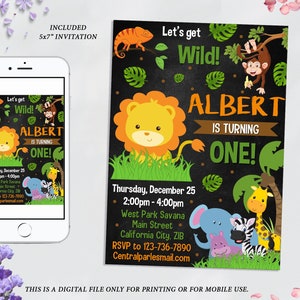 Editable Safari Birthday Invitation, Safari Party Invitation, Jungle ...