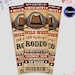Western Rodeo Ticket Invitation, Cowboy Cowgirl, Wild West Invitation ...