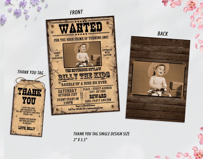 Wanted Poster Birthday Invitation, Cowboy Party, Canva Template ...