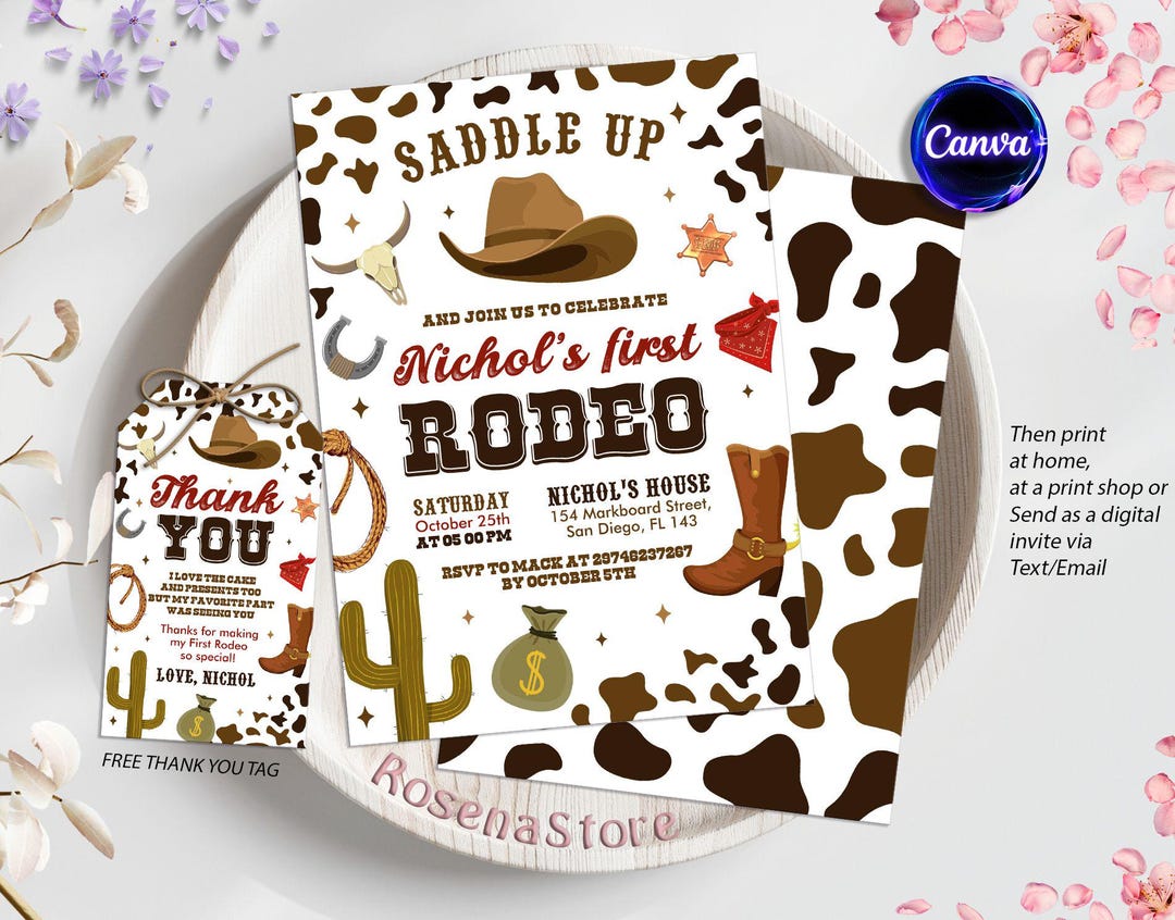 Editable Rodeo Invitation, First Rodeo Birthday Invitation, Wild West ...