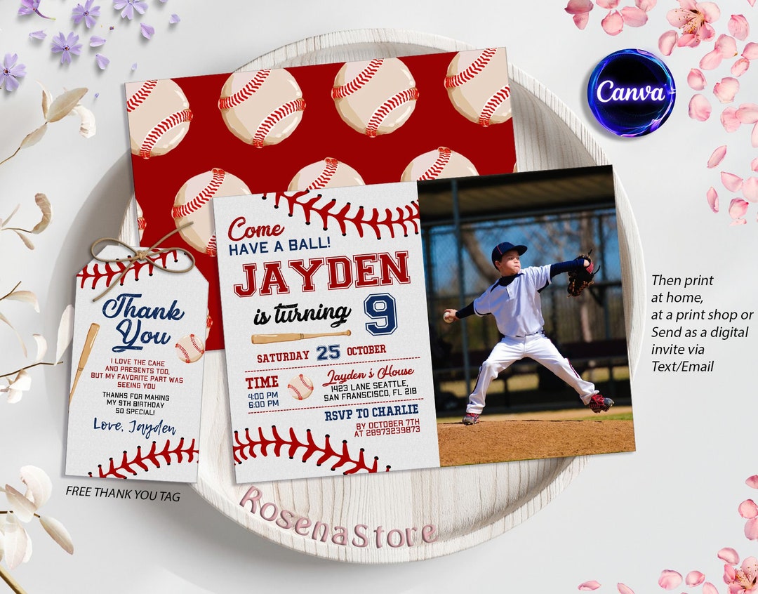 Editable Baseball Invitation With Photo, Baseball Birthday Party ...