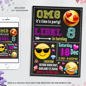 Emoji Birthday Invitation, Emoji Invitation, Emoji Invite, Emoji Party ...