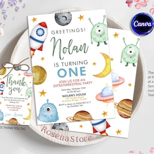 Editable Alien Invitation, Alien Birthday Party Invitation, UFO ...