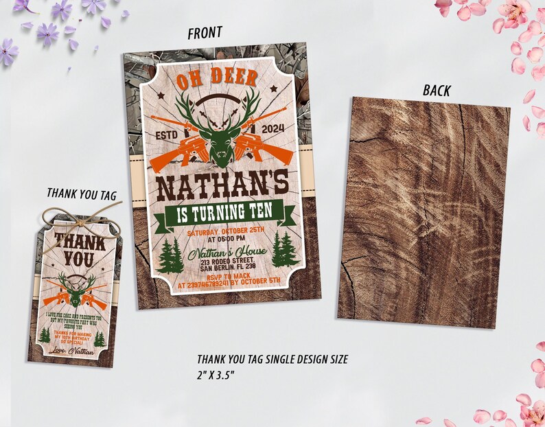 Editable Hunting Invitation, Hunting Birthday Party Invitation Template ...
