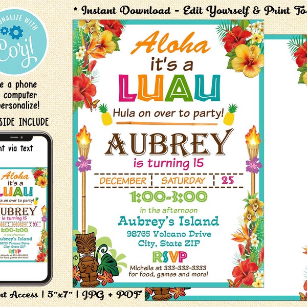 Hawaiian Invitation - Etsy