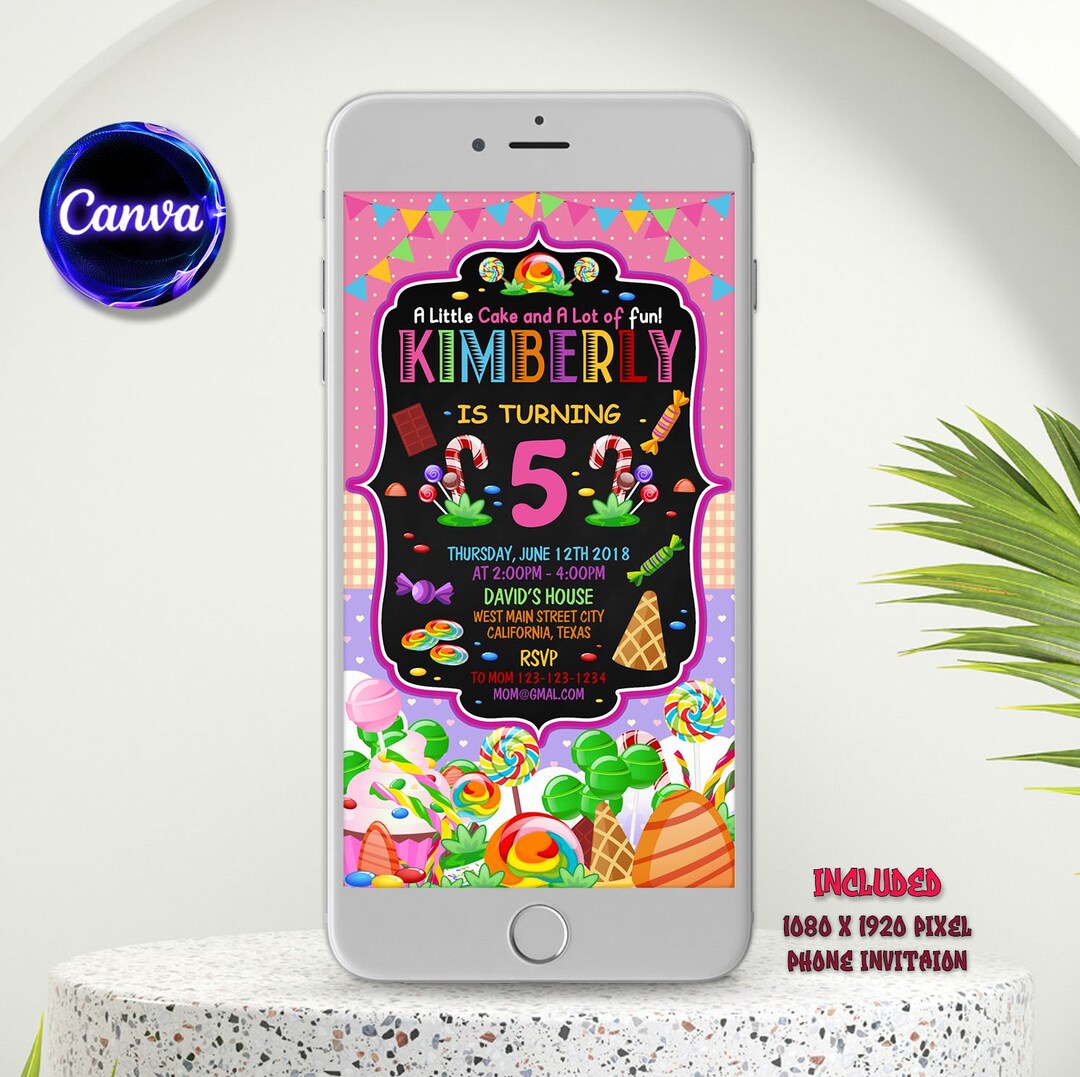 Candyland Electronic Invitation, Sweet Shop Invitation, Candy ...
