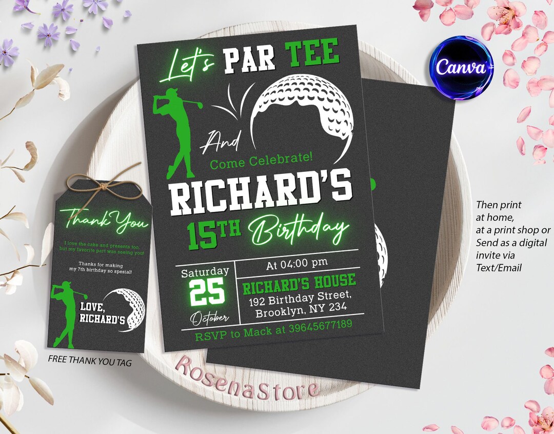 Editable Golf Invitation, Golf Birthday Party Invitation, Boy Golf ...