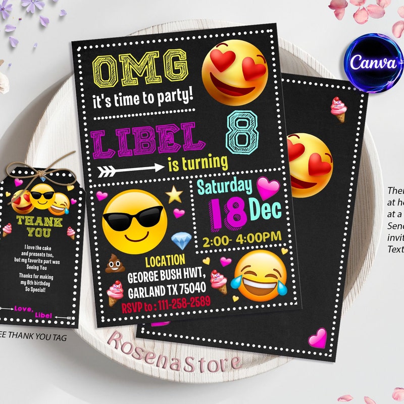 Emoji Invitation - Etsy