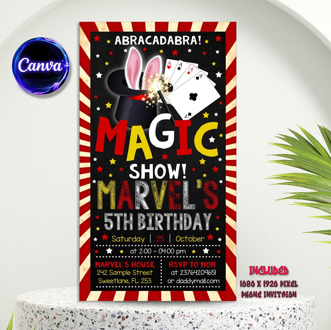 Electronic Magic Party Invitation, Magic Birthday Invitation, Magician ...