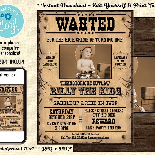 Wanted & Jail Poster Bundle Western Cowboy Rodeo Birthday - Etsy