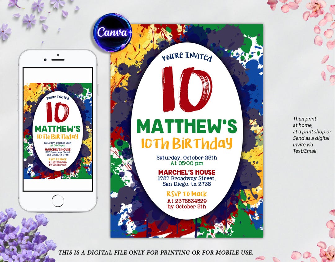 Birthday Number Invitataion, Boy Birthday Party Invitation, Any Age ...