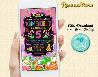 Candyland Electronic Invitation Sweet Shop Invitation Candy - Etsy