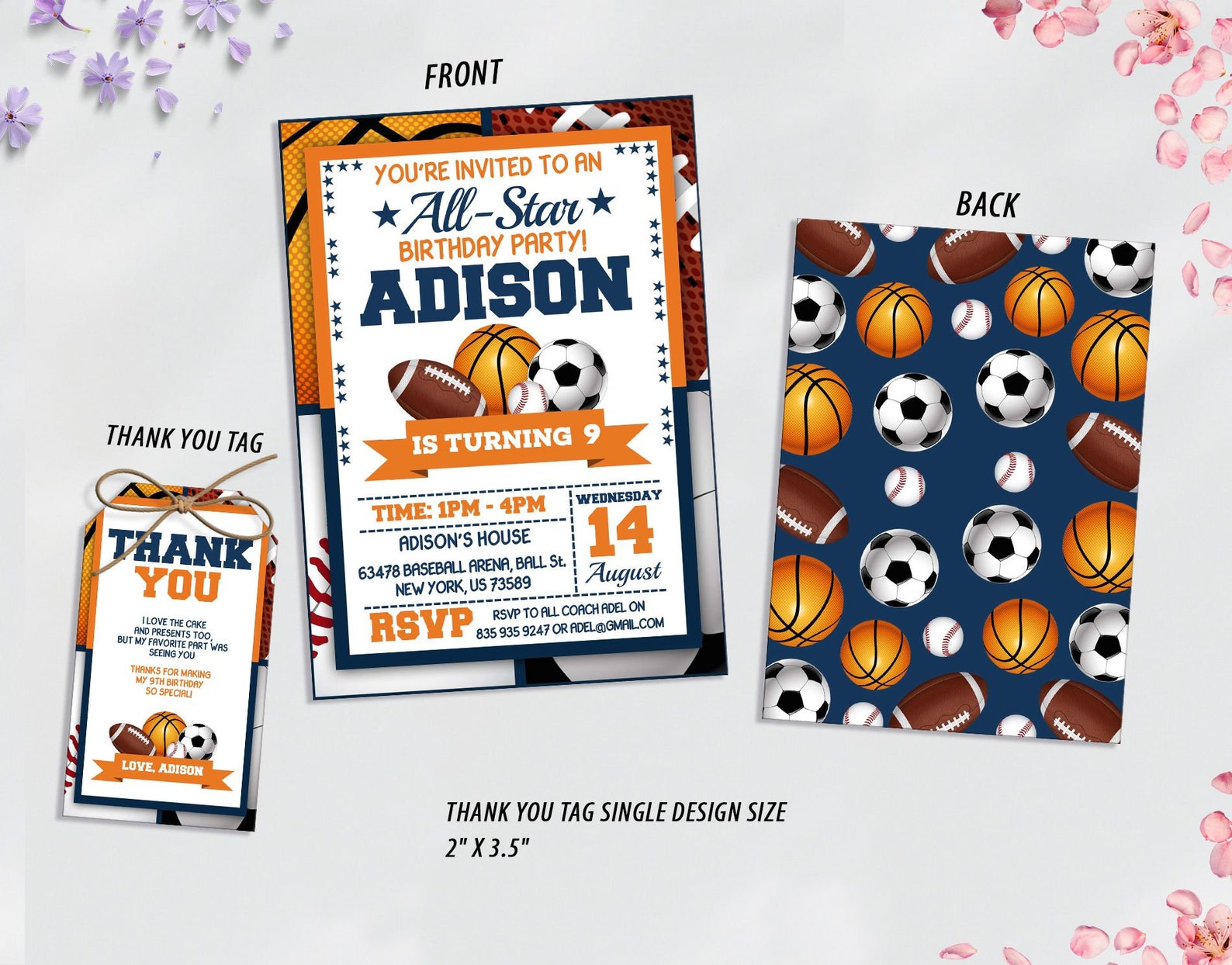 All Star Sports Birthday Invitation, Multi Sport Party Invite, Football ...