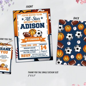 Editable Spors Birthday Invitation, Sports Invitation, All Star Party ...