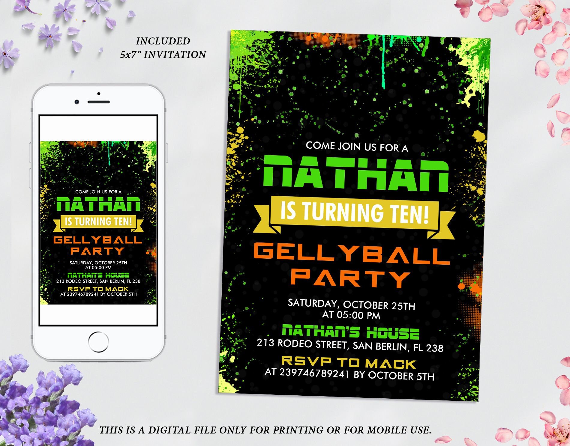 Gellyball Birthday Party Invitation, Editable Gellyball Invites, Gelly ...