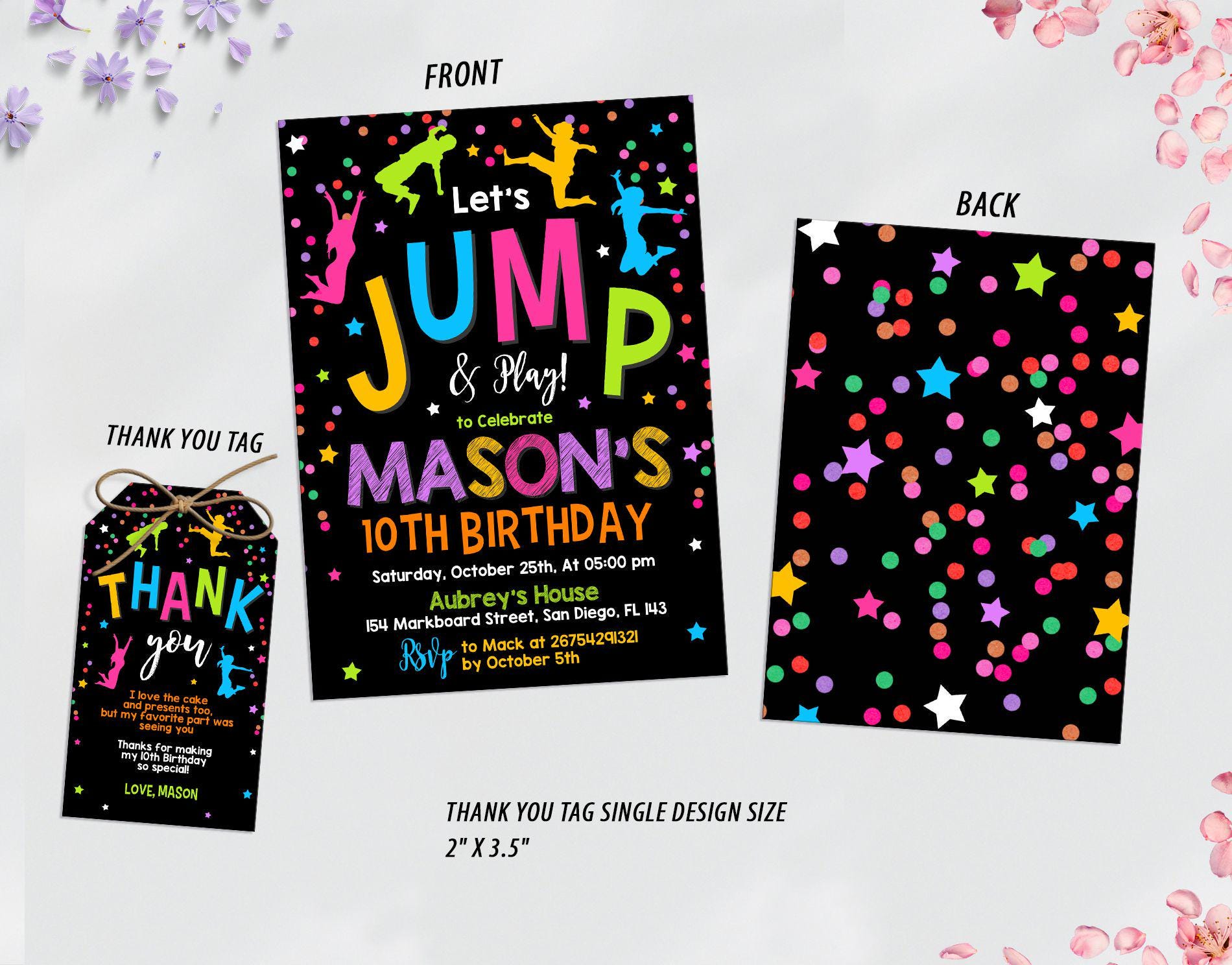 Jump Birthday Invitation, Trampoline Party Invite, Bounce House, Let's ...