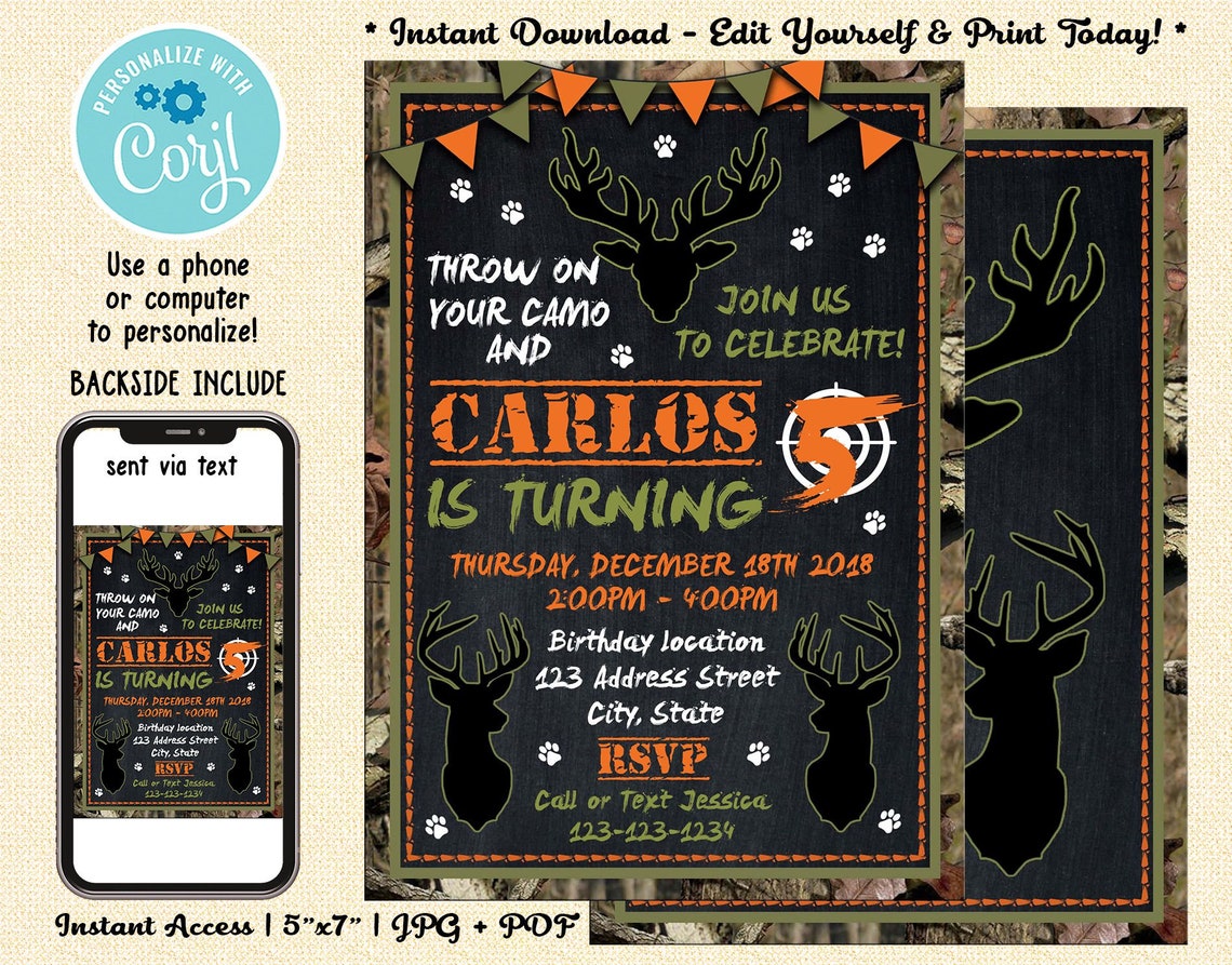 Hunting Party Invitations Hunting Birthday Party Invitation - Etsy