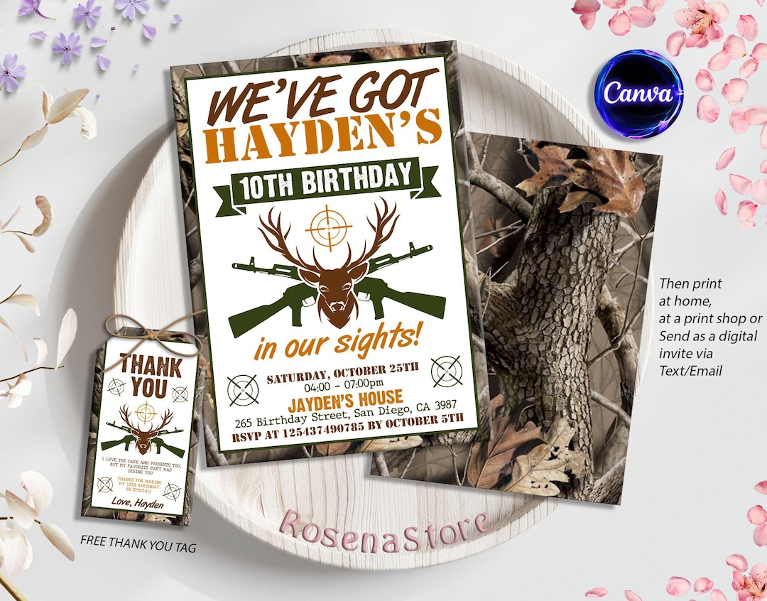 Hunting Birthday Party Invitation, Hunting Invitation, Birthday ...