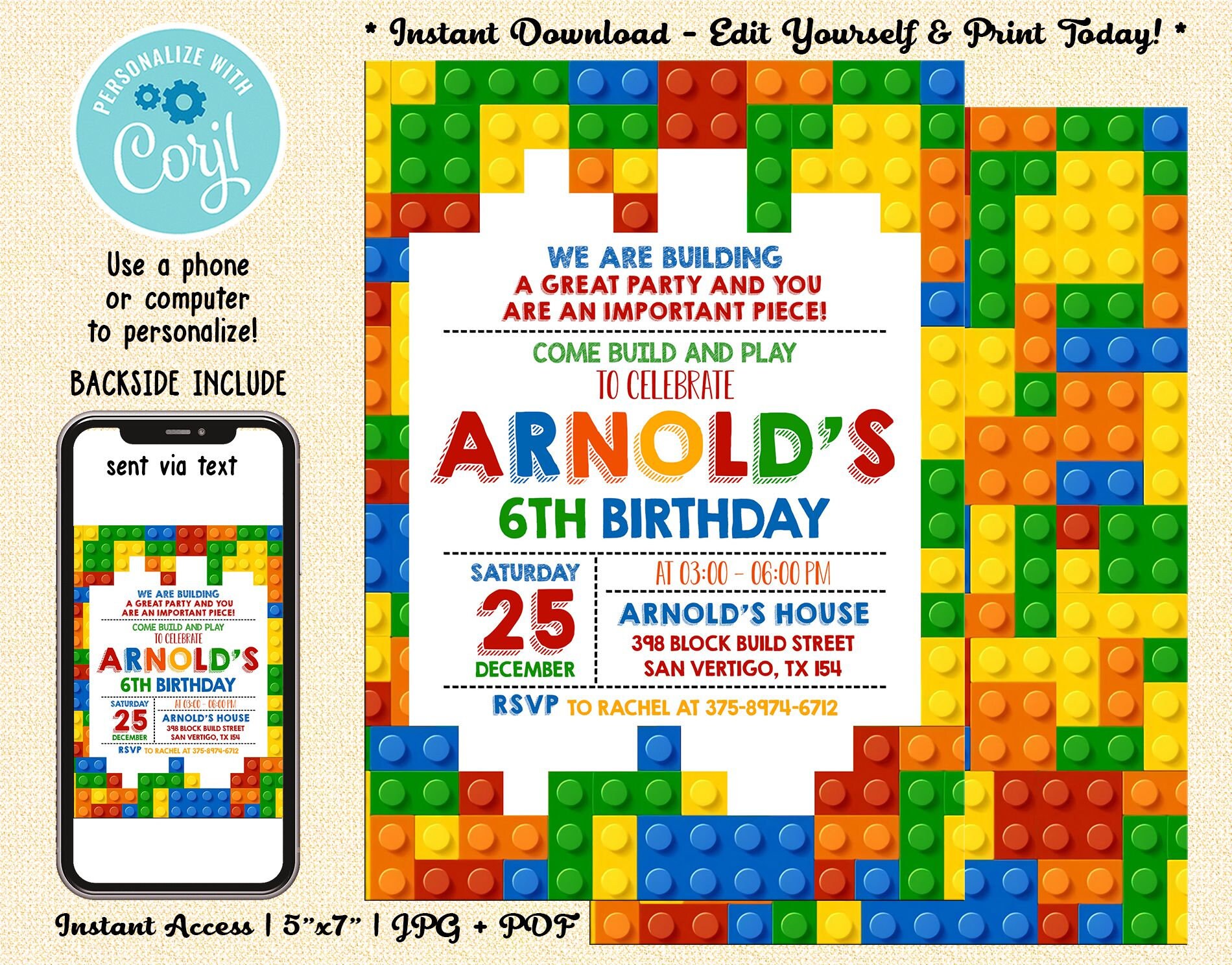 Editable Birthday Party Invitation Digital Invitation | Etsy