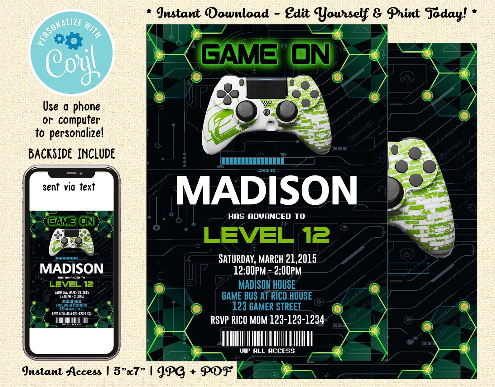 Gamer Birthday Invitation Video Game Invitation Gaming Party - Etsy