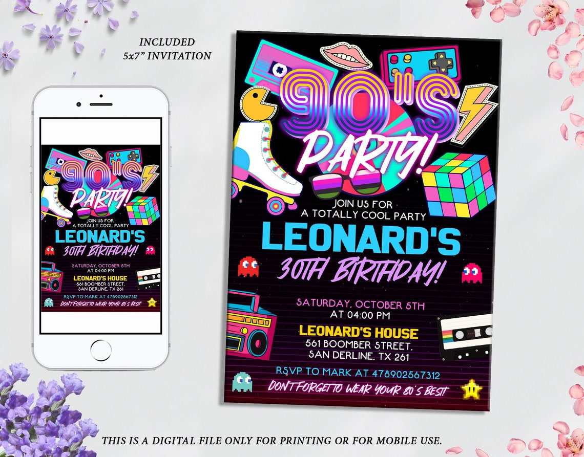 90s Birthday Party Invitation, Back to the 90s, Throwback Party, House ...