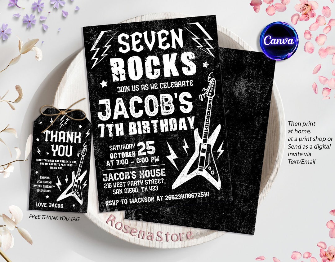 Rock and Roll Party Invitation, Rock Star Party Invitation, Music Party ...