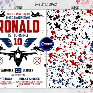 Editable Fighter Pilot Birthday Invitation, Military Invitation, Jet ...