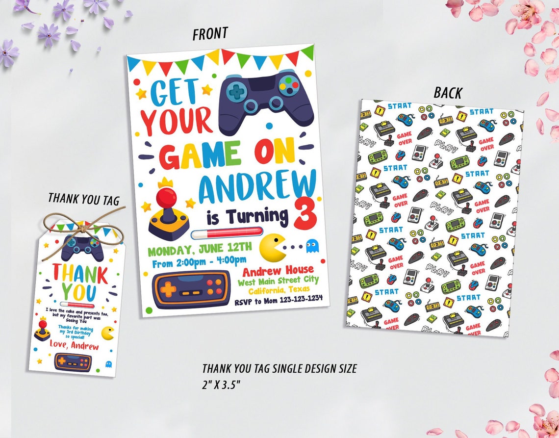 Video Game Invitation, Gaming Invitation, Video Game Party, Video Game ...