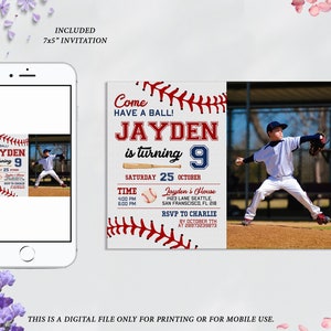 Editable Baseball Invitation With Photo, Baseball Birthday Party ...