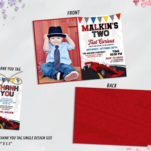 Two Fast Birthday Invitation With Photo, Printable Red Race Car ...