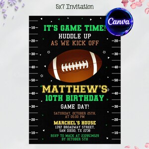 Editable Football Invitation, Football Party Birthday Invitation ...