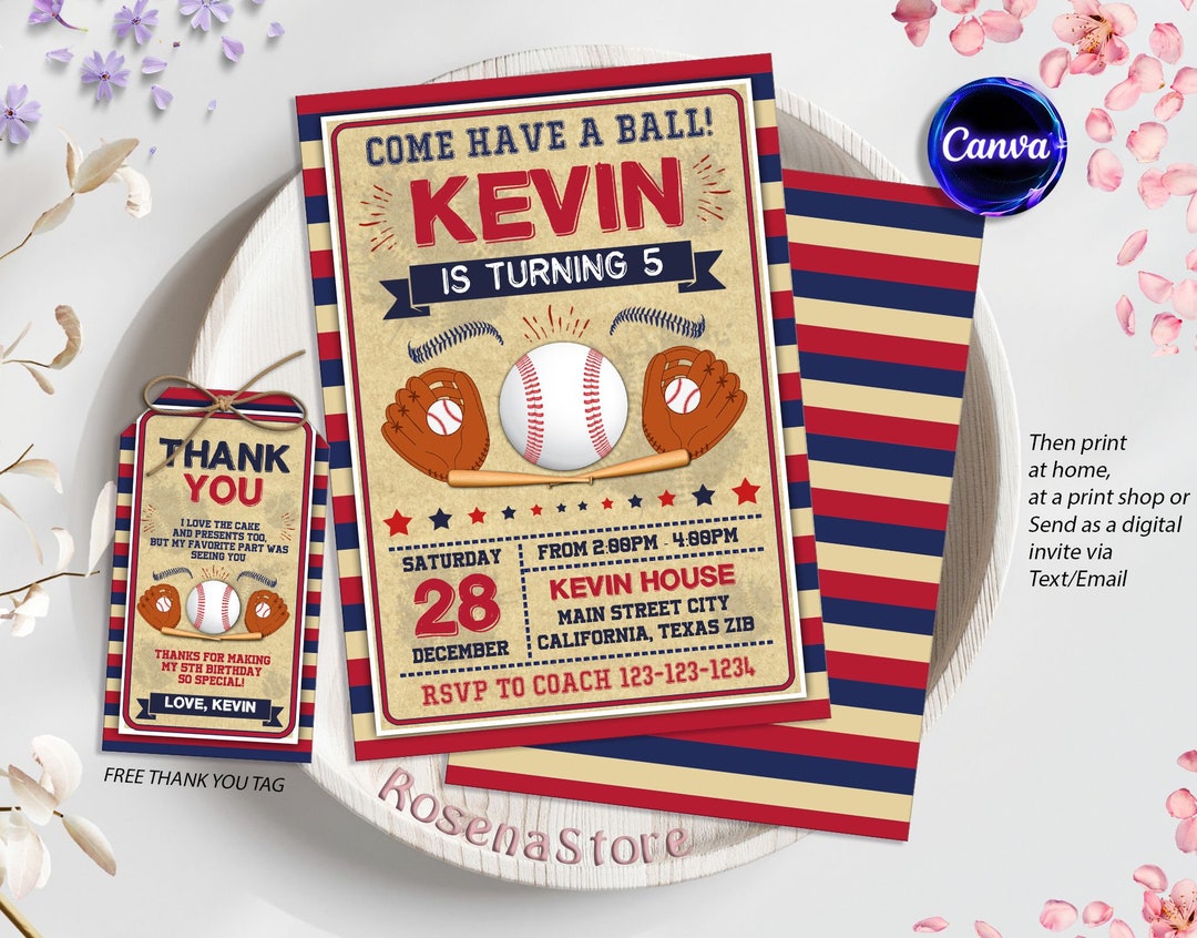 Editable Baseball Birthday Invitation, Baseball Invites, Instant ...