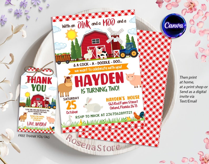 Farm Birthday Party Invitation Template, Farm Animals Birthday ...