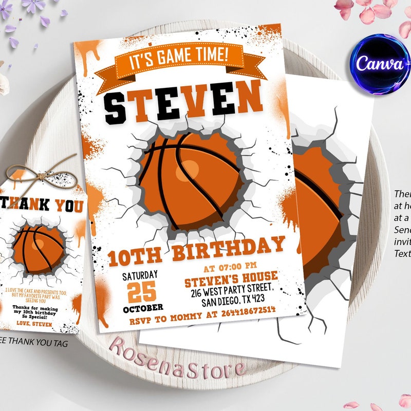 Basketball Birthday Invitations - Etsy
