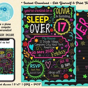 Sleepover Invitation Slumber Party Invitation Sleepover - Etsy