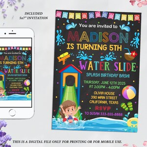 Splish Splash Birthday Invitation, Splash Invitation, Water Park ...