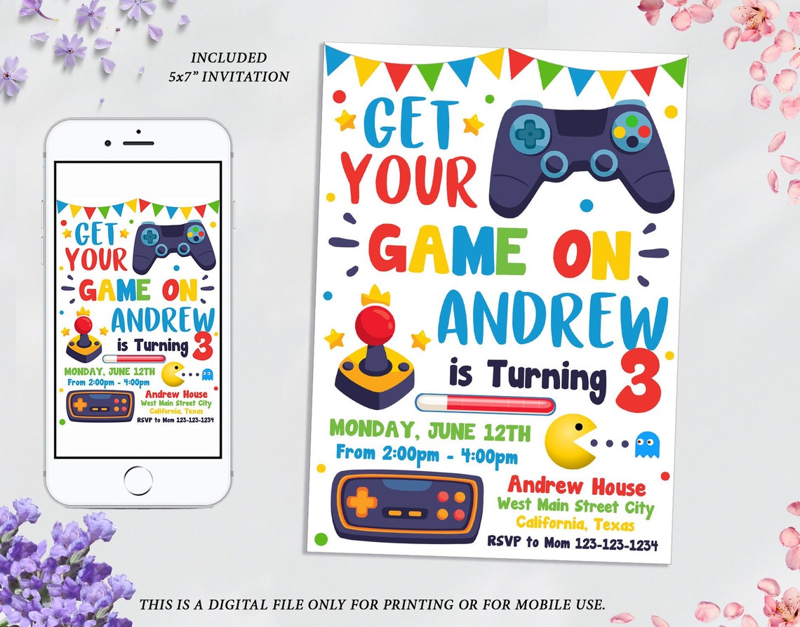 Video Game Invitation, Gaming Invitation, Video Game Party, Video Game ...