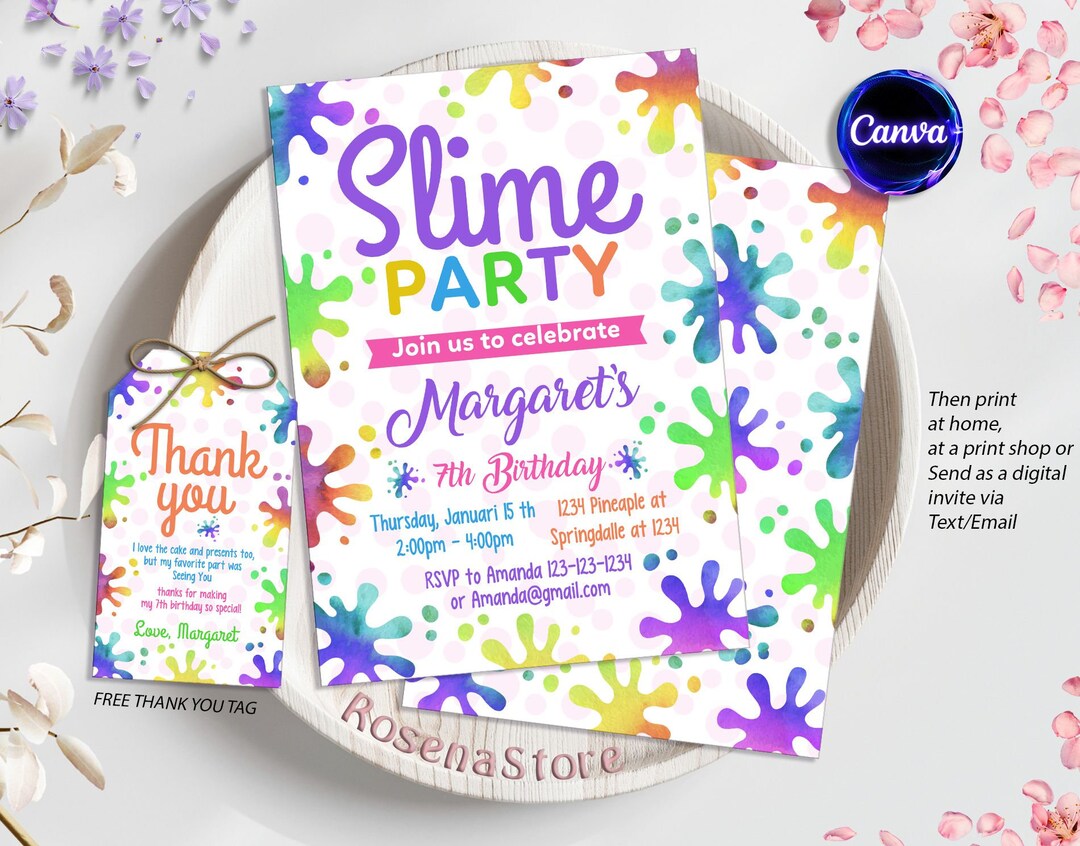 Slime Birthday Invitation, Slime Party Invitation, Slime Invitation ...