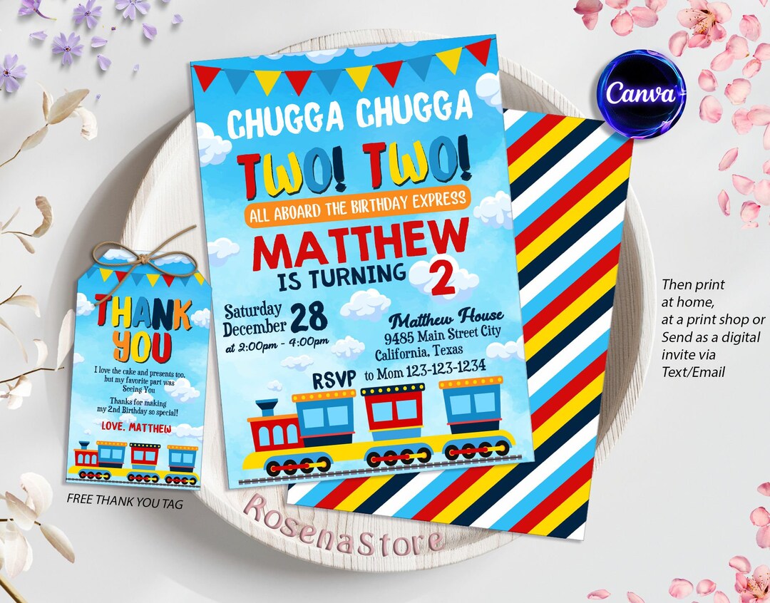 Editable Train Birthday Invitation Template, Toy Train Invitation ...