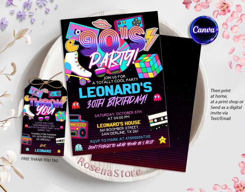Editable 90s Party Invitation, Back to the 90s, Throwback Party, House ...
