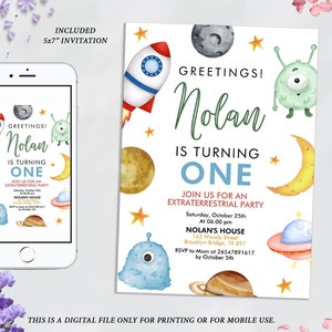 Editable Alien Invitation, Alien Birthday Party Invitation, UFO ...