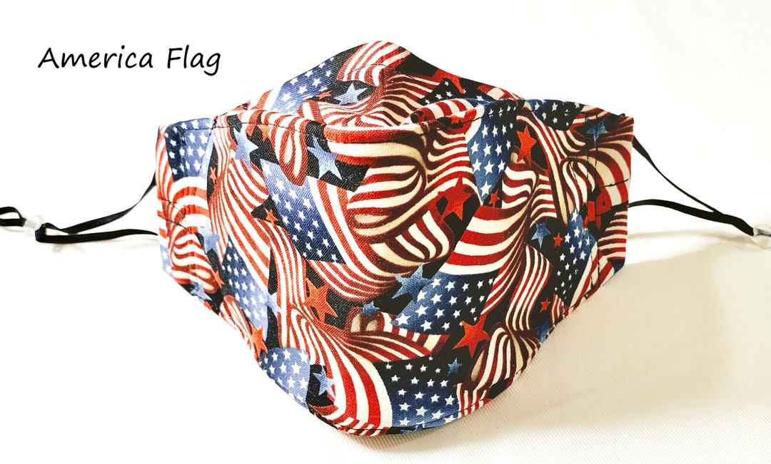Patriotic Flag Masks W/ Filter Pocket, 3D - Anti Fogging Masks for ...