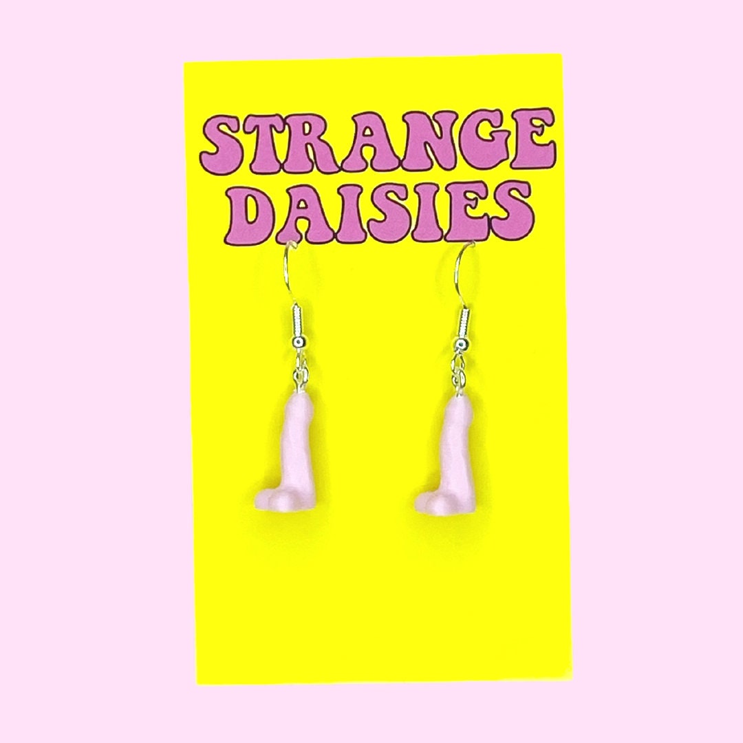 Mini Dildo Earrings Pink Tiny 3D Penis Novelty Joke Toy Funny Hens Night Bachelorette Party Cock ...