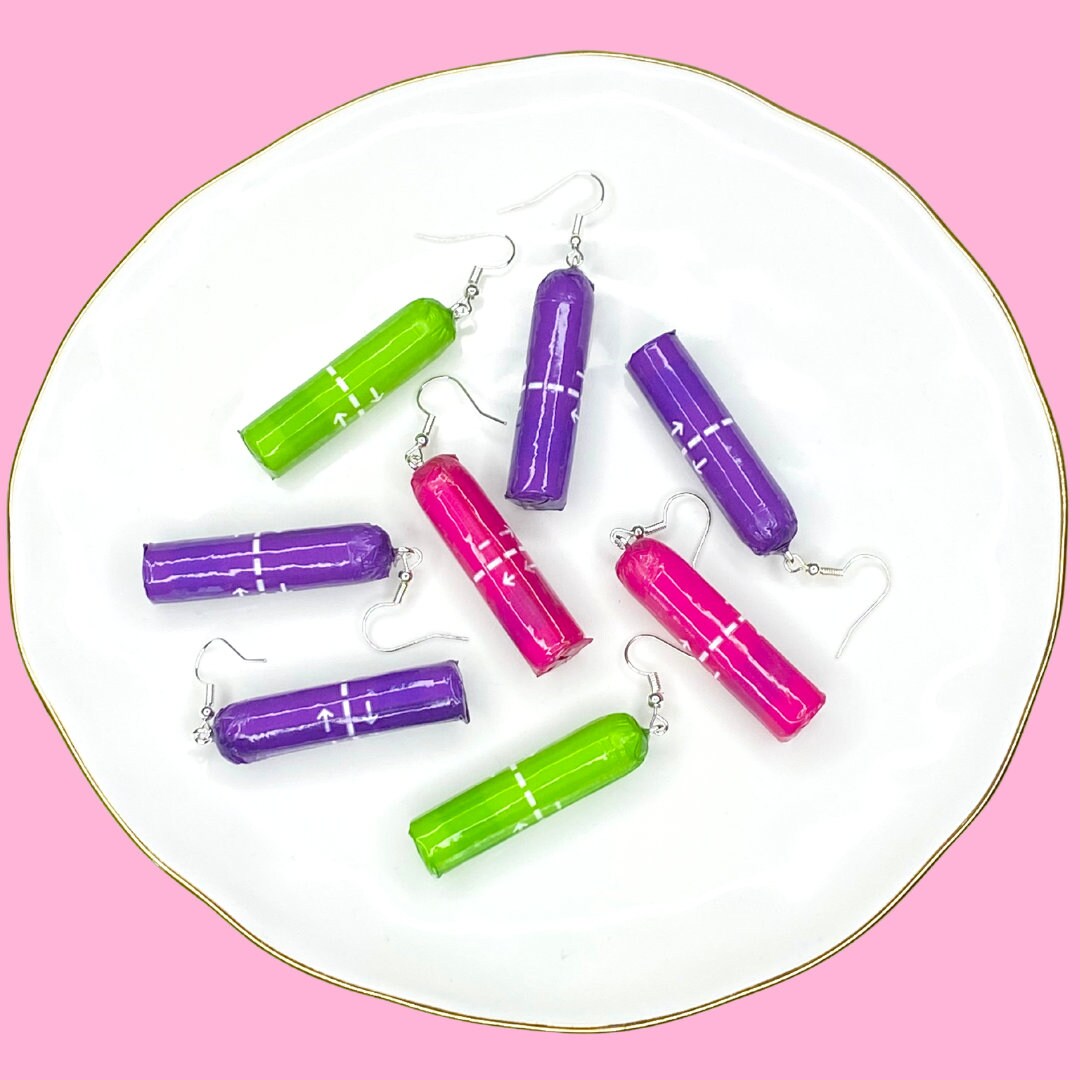 Real Mini Tampon Earrings X1 Pair Choose Colour - Etsy