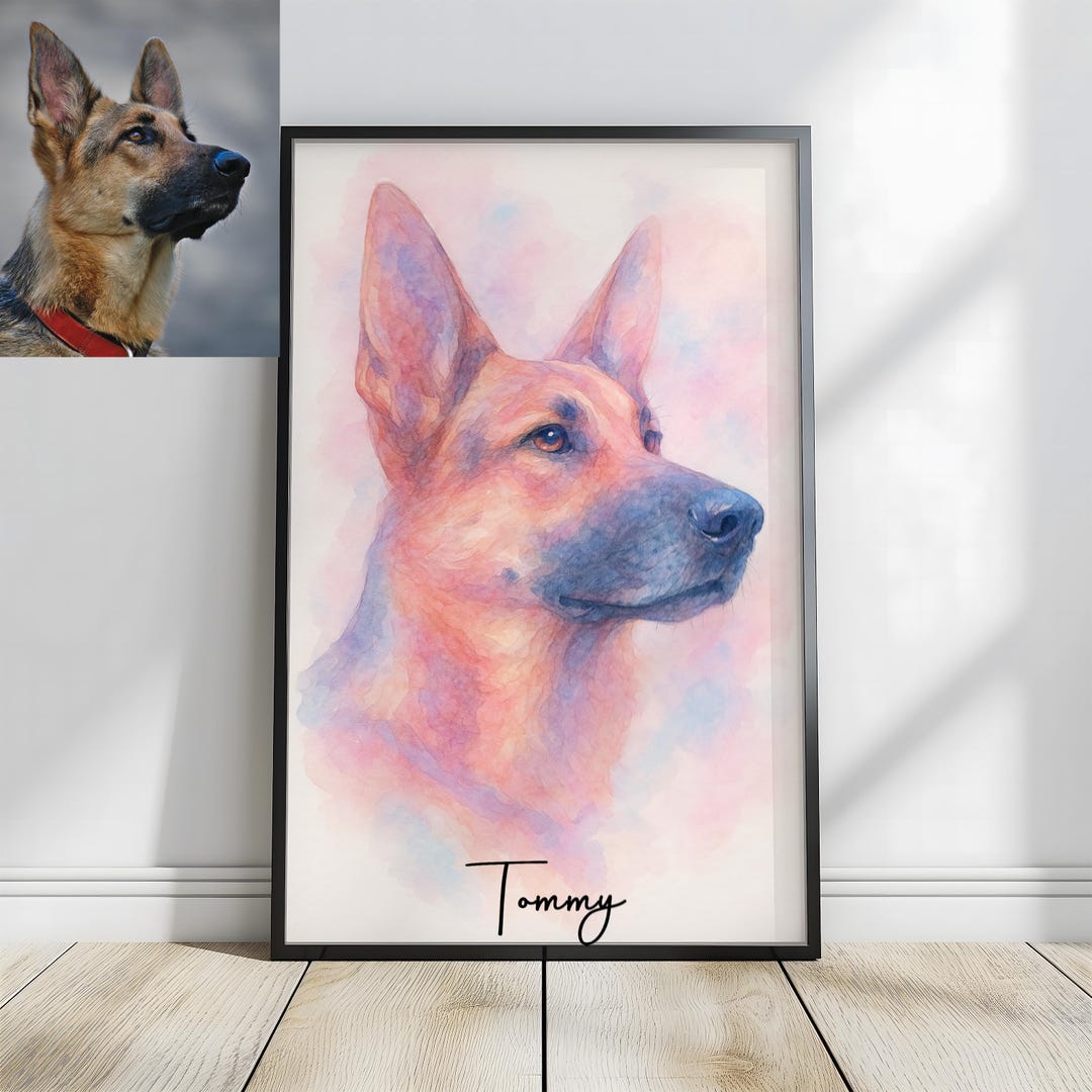 Custom Pet Portrait Pastel Watercolor Using Pet's Photo, Personalized ...
