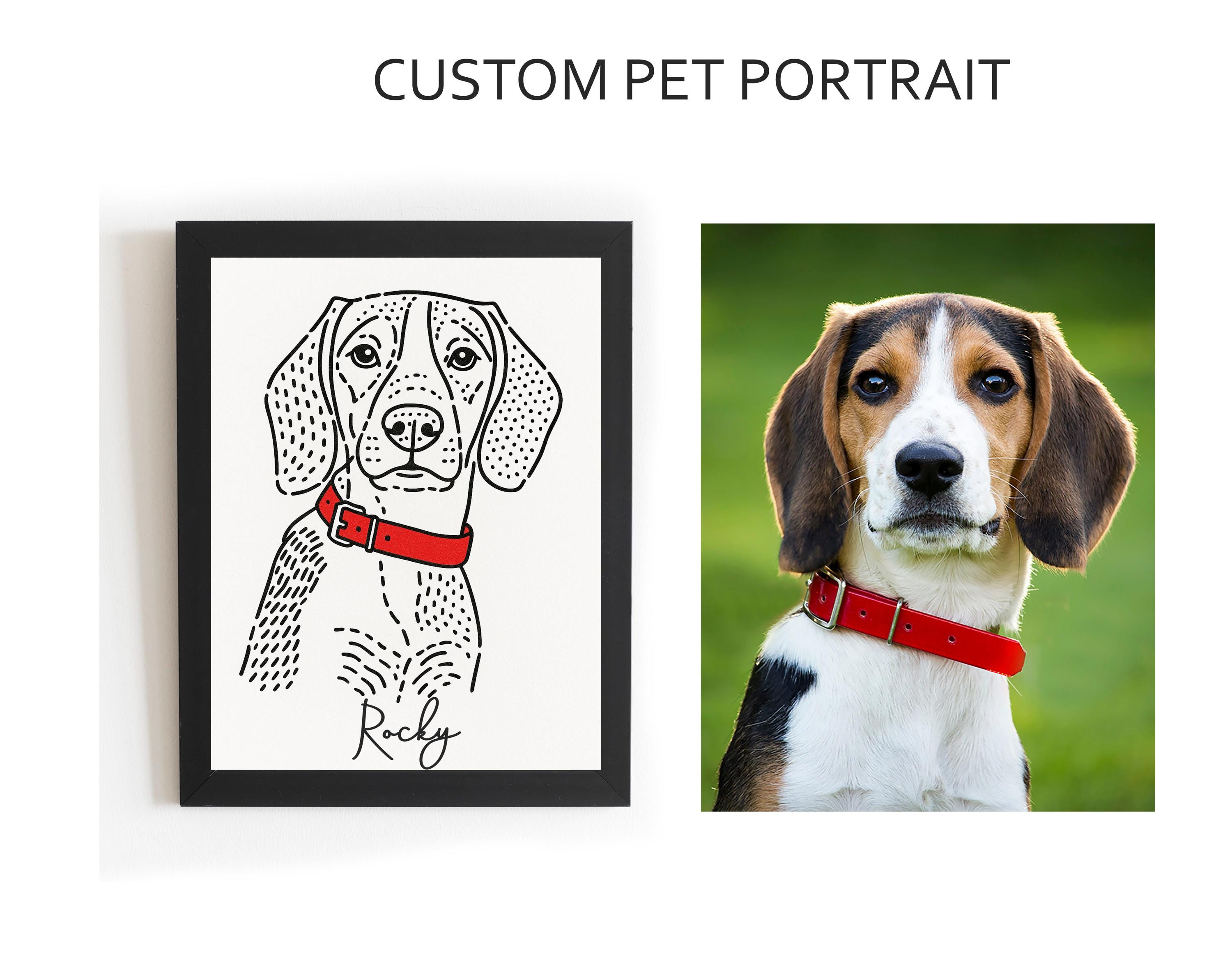 Custom Line Art Pet Portrait, Custom Dog & Cat Wall Decor, Pet Photo ...