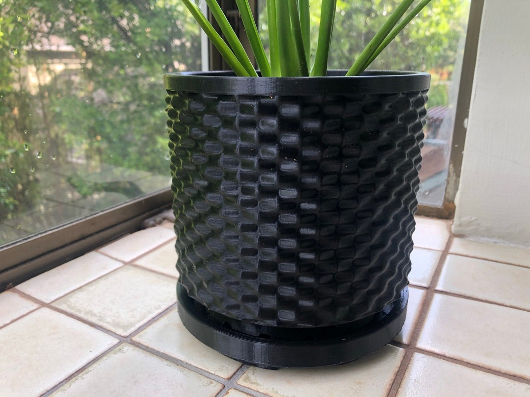 The CHEQUER (6")--- Medium Textured 3D Printed Planter Pot Checkerboard ...