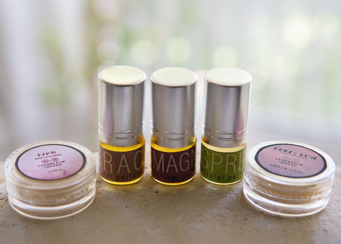 Set of Five Perfumes Natural Oil Perfumes Perfume Testers Travel Size ...